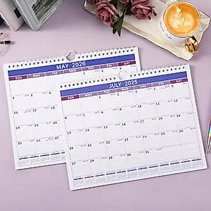 2025-2026 Wall Calendar - 2025-2026 Calendar, Jul.2025 - Dec. 2026, 11" x 8.5", 18 Monthly Calendar 2025-2026, Hanging Hook + Ruled Blocks - Purple