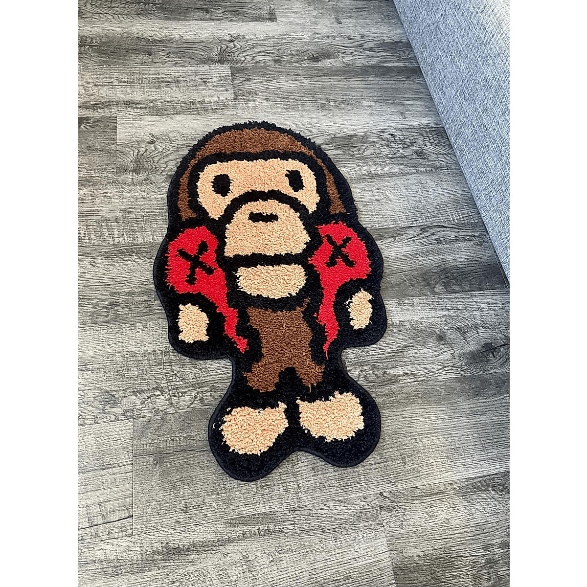 LUXAPE Baby Milo BAPE Rug - X Kawed rug - Handmade & Premium- 30in W * 20in L (75 * 50cm) - Hypebeast Rug - Anime Rug - Preppy Decor - Bape Decor - A Bathing APE - Luxape Rug (Baby Milo)