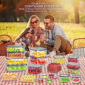 40 PCS Food Storage Containers with Lids Airtight (20 Containers & 20 Lids), Plastic Meal Prep Container-Stackable 100% Leakproof & BPA-Free Organization and Storage Set, Lunch Containers