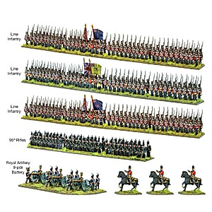 Warlord Black Powder Epic Battles Waterloo: British Infantry Brigade Tabletop Miniatures - Plastic Paintable Miniature 1700-1900 Soldiers Set, Unpainted Table Top 28mm Military Minifigures for Adults