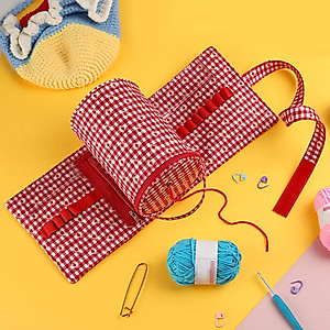 SEWACC Knitting Tools Bag Crochet Organizer Bag Yarn Storage Tote Knitting Accessories Supplies Yarn Holder with Grommets Crochet Project Case