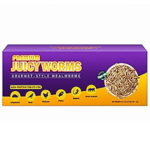 NO 24 Oz Premium Canned Steamed Juicy Mealworms for Reptiles, Amphibians, Birds -an Alternative to Live Meal Worms for Bearded Dragon,Wild Birds etc