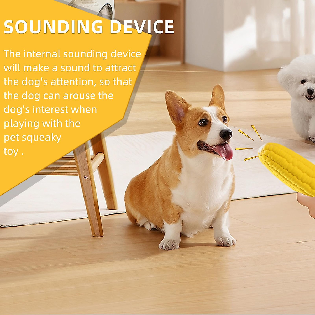 Corn Shaped Dog Toy-Interesting to Attract Dogs' Attention Corn Chew Toy for Pets, Resistant to Biting and Not Hurting Teeth Puppy Teeth Grinding Toys,Sounding Pet Squeaky Toy for Dog