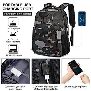 Laptop Backpack, School Backpack for Teen Boys, 15.6 Inch Travel Backpack Large Water Resistant High School College Bookbag for Men Women with USB Charging Port, Camo