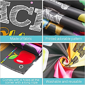Welcome Back to School Backdrops, Welcome Back Bulletin Board Back to School Banner Sign Hanging Fabric Photography Background for First Day of School Classroom and Office Decorations,73x44 Inch