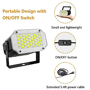 AQOOL Halloween White Strobe Lights, Sound Activated Mini 36 LED Strobe Light for Parties, Speed Adjustable Super Bright DJ Stage Lighting for Halloween Room Dance Stage Disco(No Remote)