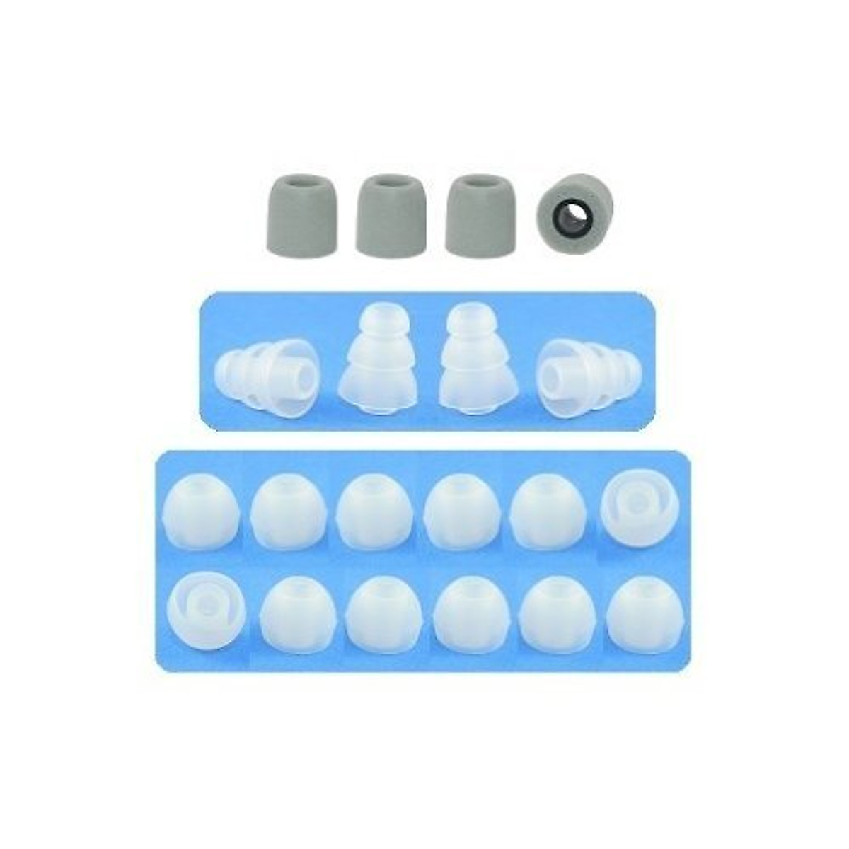 Extra Small - Earphones Plus Brand Replacement Earphone Tips 10 Pair Assortment: 4 Memory Foam Earbuds, 4 Triple Flange Ear Tips, and 12 Standard Replacement Ear Cushions