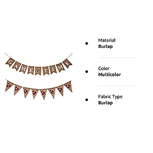 2 Pieces Football Game Time Banner Football Bunting Banner Sports Burlap Banner Rustic Football Decoration for Football Theme Baby Shower Gender Reveal Party