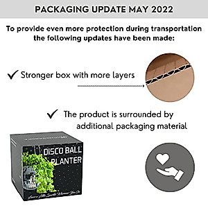 SCANDINORDICA Disco Ball Planter – Disco Ball Plant Hanger, Mirror Disco Planter with Chain and Macrame Hanger, Hanging Planters for Indoor Plants | 6 inch Silver