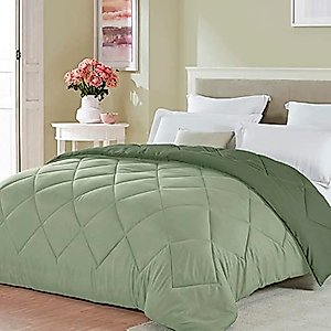 Seward Park Full/Queen Size Reversible Comforter Girls Bedding Lightweight Microfiber Fill Bedspread All Season Fall Warm Blanket Sage Green/Forest Green