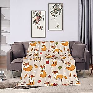 Cute Fox Blanket Soft Fleece Throw Blanket Cozy Fuzzy Warm Flannel Plush Throw Blankets for Couch Bed Sofa All Season Gift 50"X40"