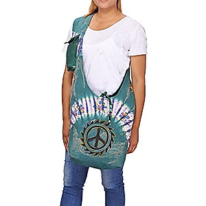 THE COLLECTION ROYAL Hobo Crossbody Bags for Women, Boho Purse, Boho Bag | Hippie Bag, Indie Tote Bag, Cloth Purse for Women (GrnTiePeace)