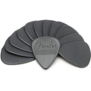Fender Nylon Guitar Picks 351 Shape, Black, 1.00mm, 12-Pack