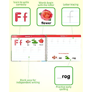 Coogam Learn to Write Workbook, Numbers Letters Practicing Book, ABC Alphabet Sight Words Handwriting Educational Montessori Toy for Home Classroom Kindergarten Preschool Kids
