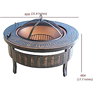 LEAYAN Garden Fire Pit Portable Grill Barbecue Rack Firepit Garden Metal Fire Pit Brazier Cover Backyard Patio Heater with Spark Outdoor Table Indoor and Outdoor with Cover BBQ Cooking for Camping