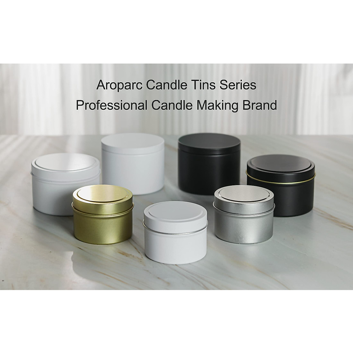 Aroparc White Candle Tins - 8oz, 24 Piece, Straight Sided Bulk Candle Containers for Candle Making Supplies