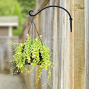 AJART Hanging Plant Hanger Outdoor: 12-Inch Metal Bird Feeder Wall Hooks - 4 Pieces Black Plant Bracket Hook for Hanging Flower Baskets