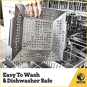 Mountain Grillers Veggie Grill Basket - Heavy Duty Vegetable Grilling Basket also for Fish Meat and Shrimp - Suitable for All Grills BBQ & Smokers - Stainless Steel - 12 Inch vegetable bbq pan