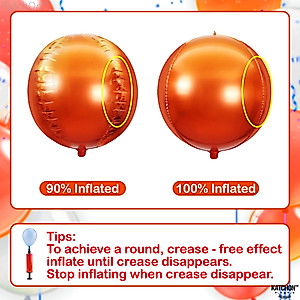 KatchOn, Big Orange Mylar Balloons - 22 Inch, Pack of 6 | Maple Leaf Balloons - Big, 27 Inch | Fall Mylar Balloons for Fall Decorations for Home | Orange Metallic Balloons, Burnt Orange Foil Balloons