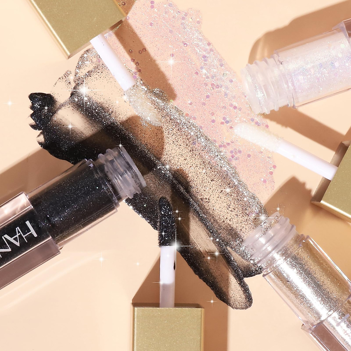 Quxunzzz Liquid Glitter Eyeshadow,Liquid Glitter Eyeliner Metallic Glitter Shimmer Eye Looks Waterproof Long Lasting Quick-Drying Sparkling（12#）