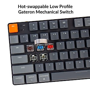 Keychron K1 SE, 87 Keys Ultra-Slim Wireless Bluetooth/USB Wired Mechanical Keyboard with RGB LED Backlit, Hot Swappable Low-Profile Gateron Mechanical Blue Switch Compatible with Mac Windows
