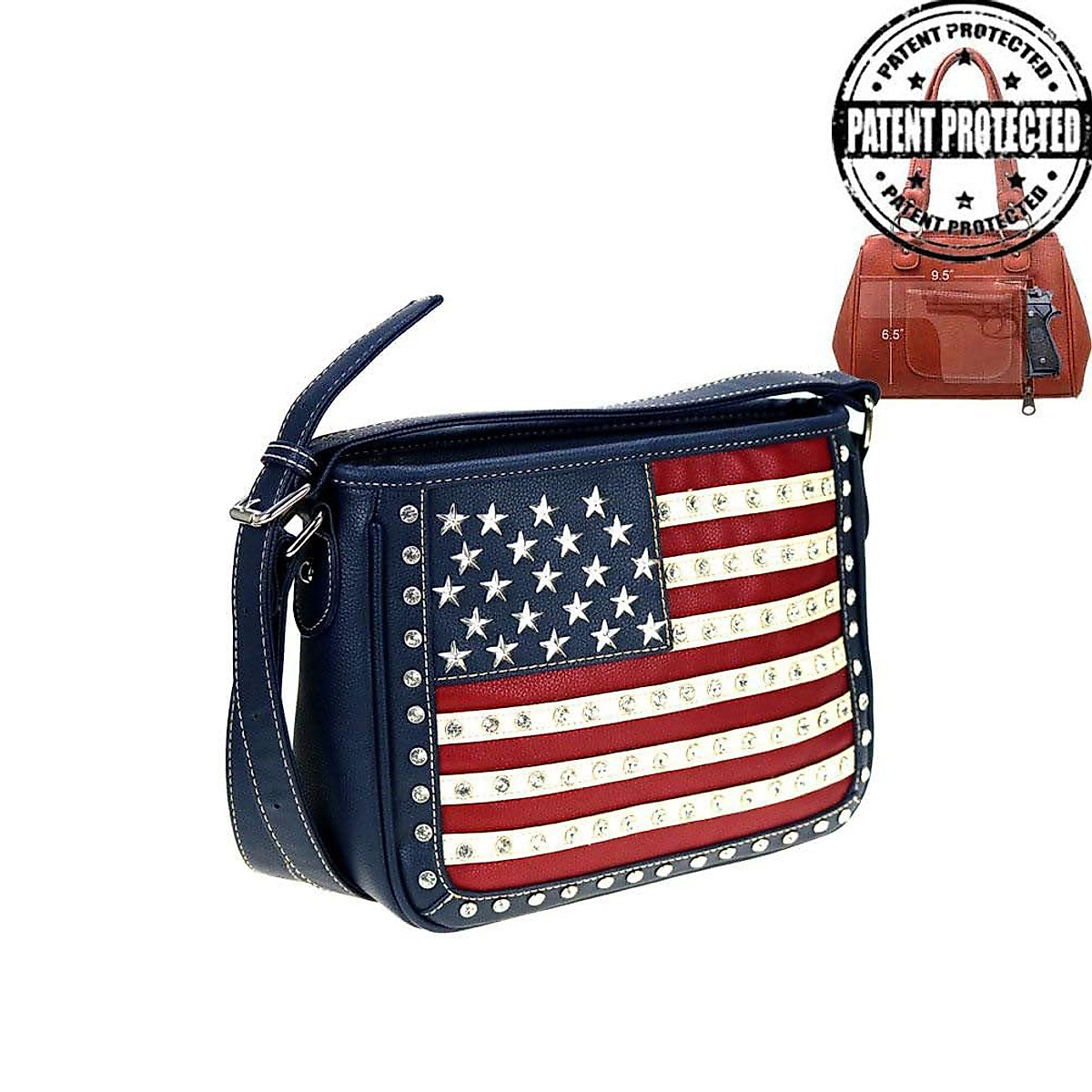 Montana West Concealed Carry American Pride Crossbody Purse Navy