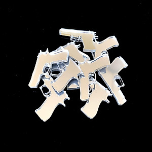 Super Cool Creations Gun Shaped Crafting Mirrors, Set of 10, Many Colours, Shatterproof Acrylic, Light Grey, Pack of 10 x 5cm