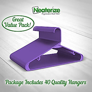 Plastic Clothes Hangers Heavy Duty - Durable Coat and Clothes Hangers - Lightweight Space Saving Laundry Hangers - Perfect Dorm Room Essentials for College Students Guys- 40 Pack Purple