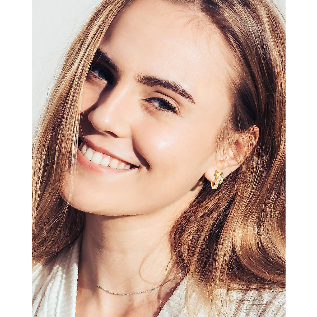 Adoyi Small Gold Huggie Hoop Earrings for Women Chunky Twisted Big Gold Hoops Set Hypoallergenic 14K Gold Plated Large Huggie Hoop Earrings Pack for Women Gift Lightweight 7 Pairs ball earrings