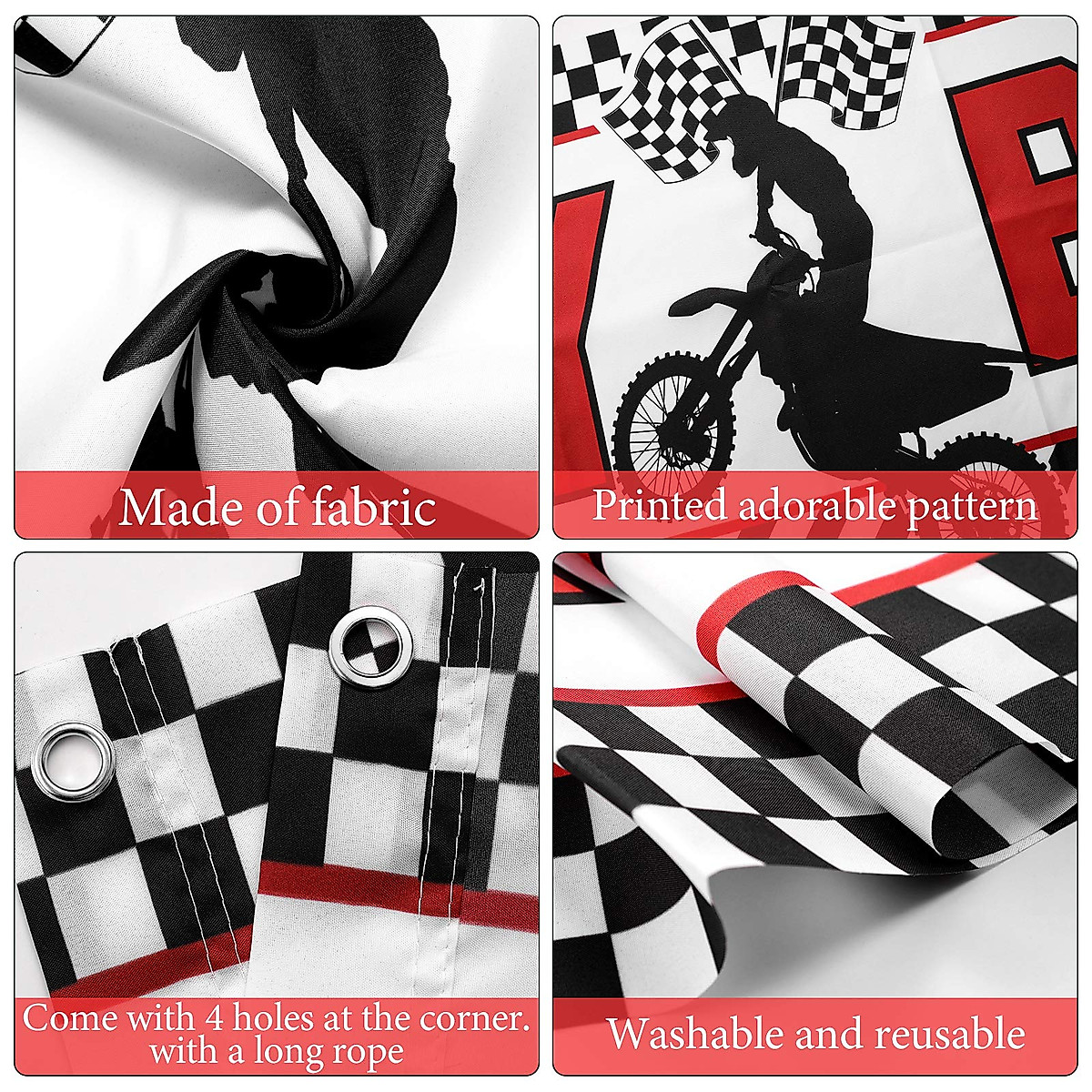 Huge Motocross Birthday Banner,Dirt Bike Party Decorations Motocross Happy Birthday Banner Indoor Outdoor Decorations Dirt Bike Racing Birthday Banner, 250 x 45 cm, 98.4 x 17.7 Inch