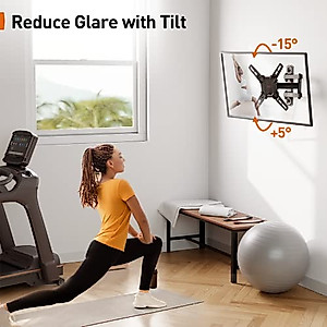 Perlegear TV Wall Mount for 13-42 inch Flat or Curved TVs & Monitors up to 55 lbs, Full Motion TV Wall Mount with Articulating Arm, Swivel Corner TV Wall Mount, Max VESA 200x200mm, PGSF6