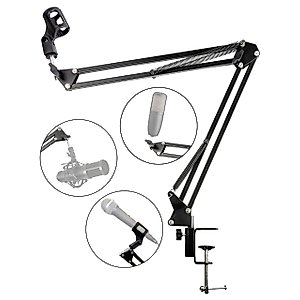 RockJam Heavy Duty, Desk Mounting Mic Scissor Arm Microphone Stand RJMS050