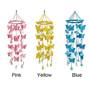 Baby Crib Mobile Cute Butterfly Felt Ball Mobile Ceiling Mobile Hanging Decoration for Baby Nursery Room Decor Baby Shower (Pink)