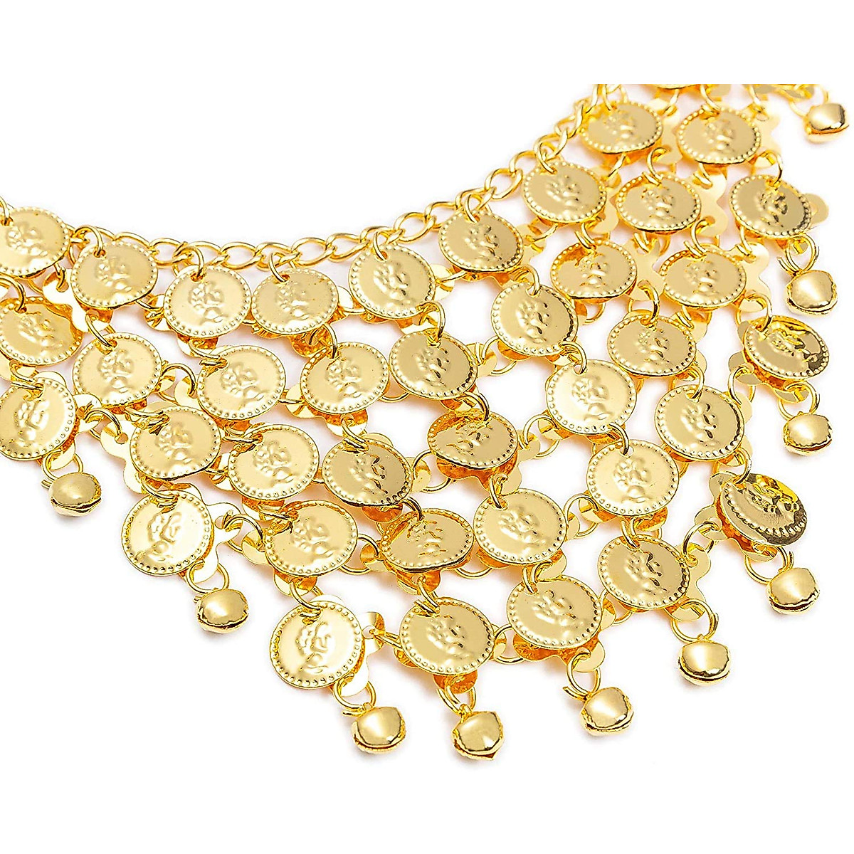 3 Pcs Belly Dance Gold Coins Necklace and Earrings Bracelets Gypsy Jewelry Coin Bracelet Hand Decoration Wrist Bangle Ring Hand Decoration Wrist Bangle Ring with a Stylus(Gold)