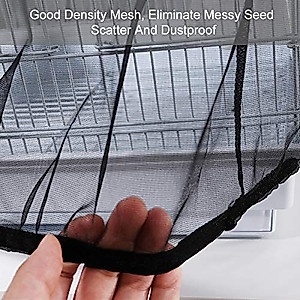 UEETEK Bird Cage Skirt, Cage Cover Catcher Birdcage Nylon Mesh Mesh Bird Seed Catcher Net Cage Cover Size L (Black)
