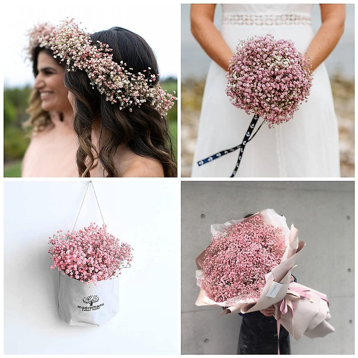 Olivachel 6pcs/Pack Baby's Breath Artificial Flowers Gypsophila Real Touch Flowers for Wedding Party Home Garden Decoration DIY Gift (Pink)