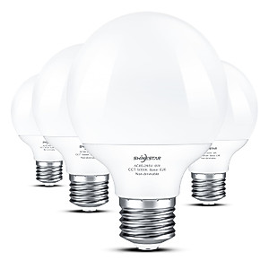 SHINESTAR 4-Pack Vanity Light Bulbs, 60W Equivalent, 5000K Daylight, G25 LED Globe Light Bulbs for Bathroom, E26 Medium Base, Non-Dimmable