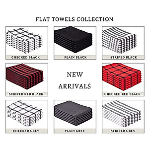 6 Pack Red Cotton Dish Towels - 16 X 27 Inch - Kitchen Towel Linen - Classic Farmhouse Dish Towels - Cotton Tea Towels - Black Striped Dish Towels - Striped Cotton Towels, Reusable, Red & Black