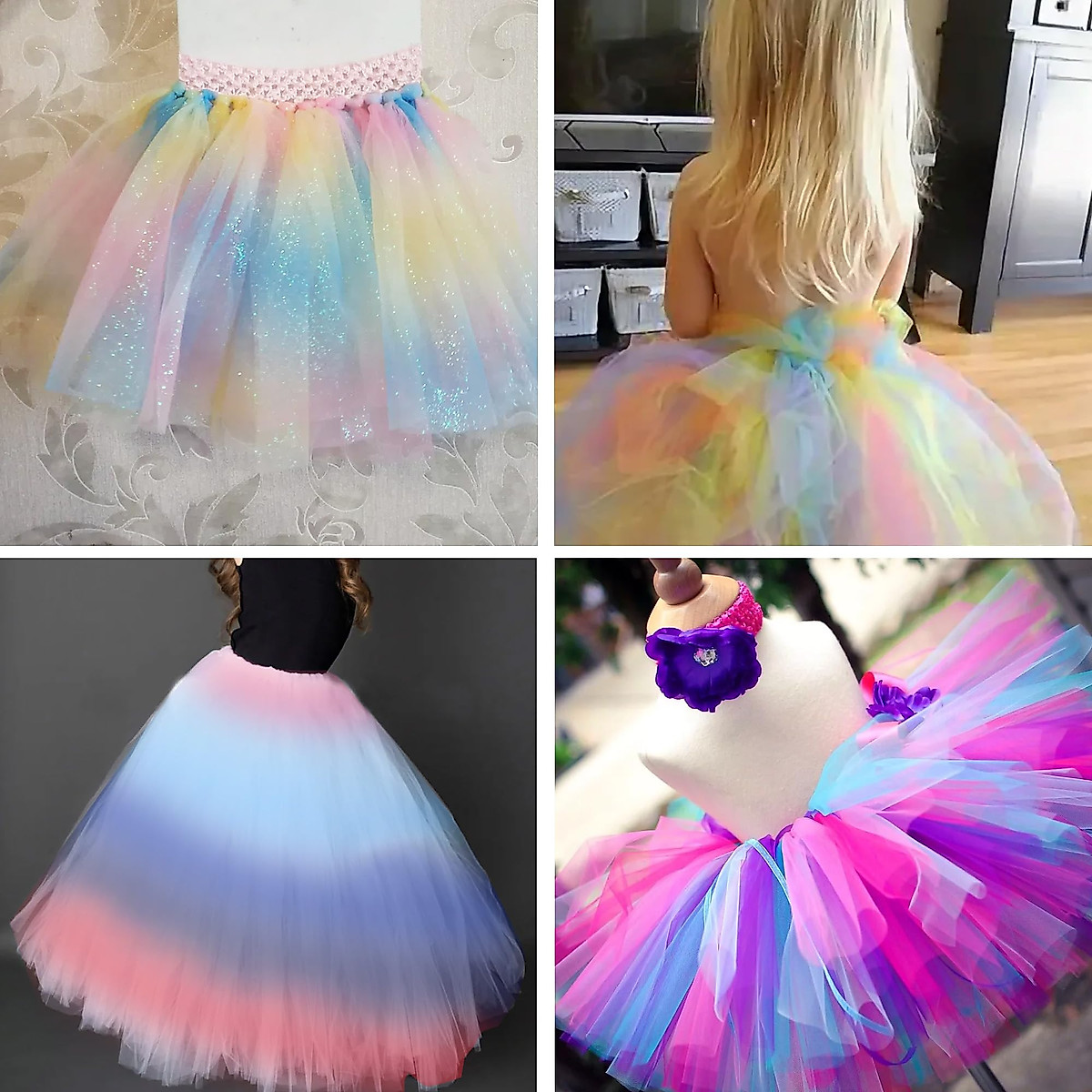 RIBBOOO Rainbow Tulle Rolls 6 Inch x 10yd Snow Powder Gradient Shimmer Spool Ribbon for Table Chair Sash Bow Pet Tutu Skirt Sewing Crafting Fabric Wedding Party Birthday Centerpieces Bouquet Decor