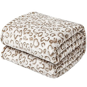 HOMEIDEAS Fleece Flannel Printed Blanket Twin Size, 61X80 Inches Soft Lightweight Microfiber Throw Blanket for Couch/Sofa/Bed for All Season,Brown Leopard/Cheetah