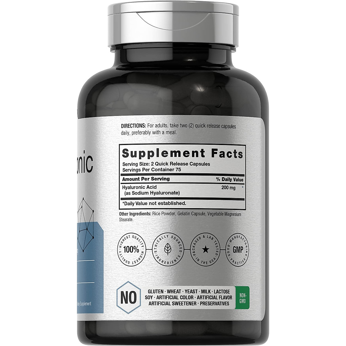 Hyaluronic Acid Supplement | 200 mg | 150 Capsules | Non-GMO and Gluten Free Supplement | by Horbaach