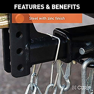 CURT 45807 Trailer Safety Chain Holder Bracket for 2-inch Shank, Clip-On Steel Hanger Hooks
