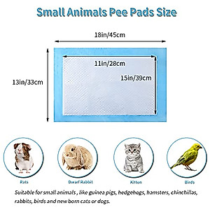 PODOO 100 Pcs of Guinea Pig Pee Pads 18x13 Inchs, Rabbit Cage Liner Diapers Super Absorbent, Small Animal Litter Box Training Mat for Hedgehog, Cat, Rats, Hamster, Birds, Parrot, Bunny