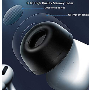 BLLQ Medium Size Foam Ear Tip Compatible with Apple AirPods Pro, Memory Foam Ear Tips, Fit in Case,with Built-in Dust-Guard Net,Noise Cancelling,Comfortable, Medium 2 Pairs