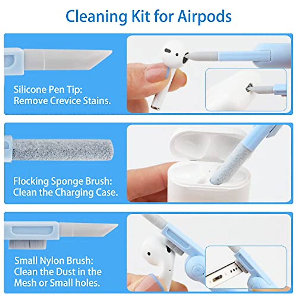 KITANIS Keyboard Cleaning Kit,7 in 1 Electronic Cleaner Kit,2 Pack Multi-Function Soft Brush Cleaning Tools Kit for Airpods/Cell Phone/PC/Laptop/Computer/Bluetooth Earphones (3nd Generation)