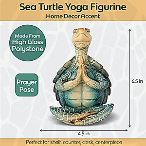 Sea Turtle Yoga Figurine Turtle Meditating Coastal Beach Home Decor 6 1/2 in x 4 1/2 in (Prayer)