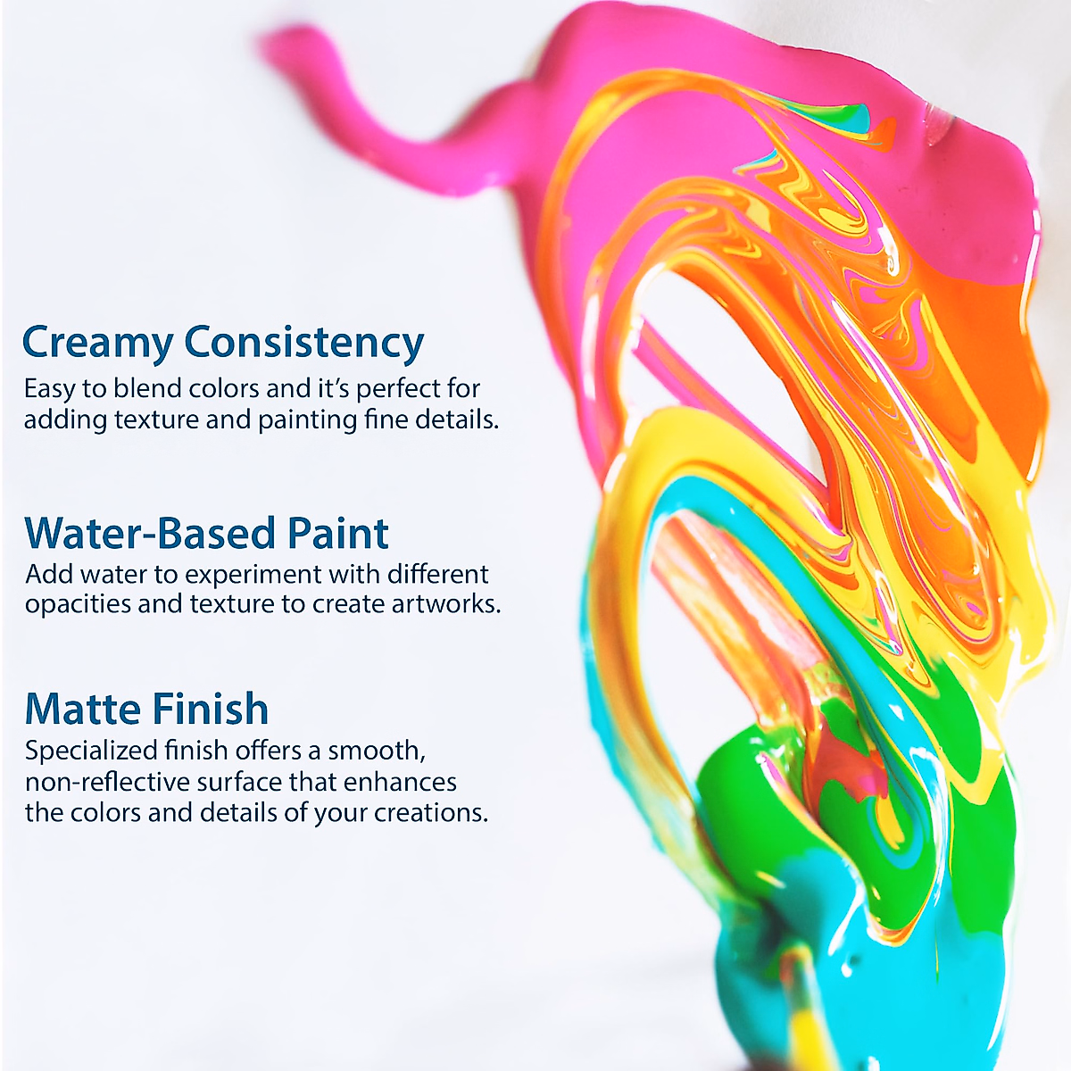 KEFF Acrylic Paint Set - 30 Color Bottles 2oz 59ml Art Supplies for Craft, Canvas, Wood, Clay, Rock, Outdoor, Pour Paints - Non Toxic Painting Kit for Adults