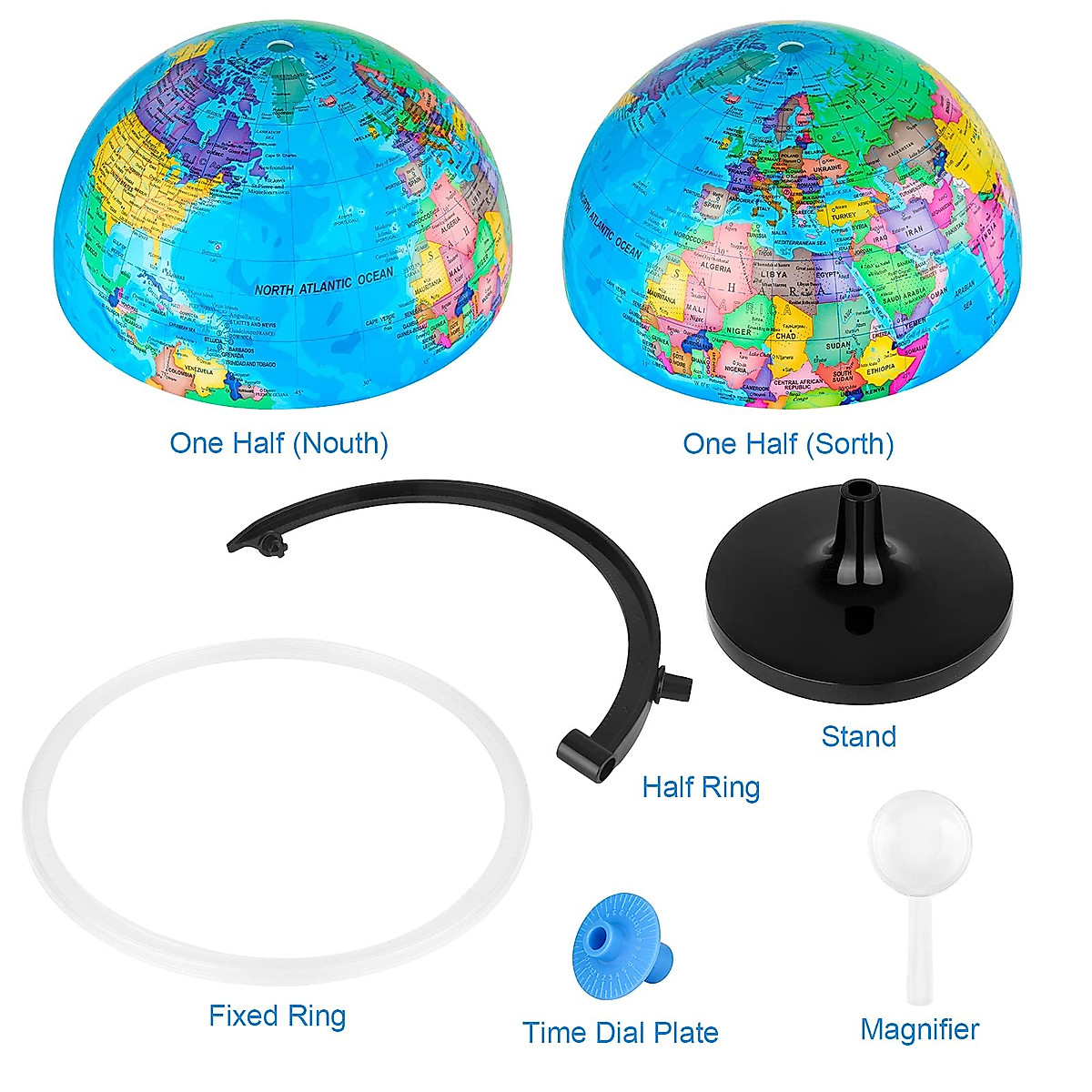 Wizdar 10'' World Globe for Kids Learning, DIY Assemble Educational Rotating World Map Globes Large Size Decorative Earth Children Globe for Classroom Geography Teaching, Desk and Office Decoration