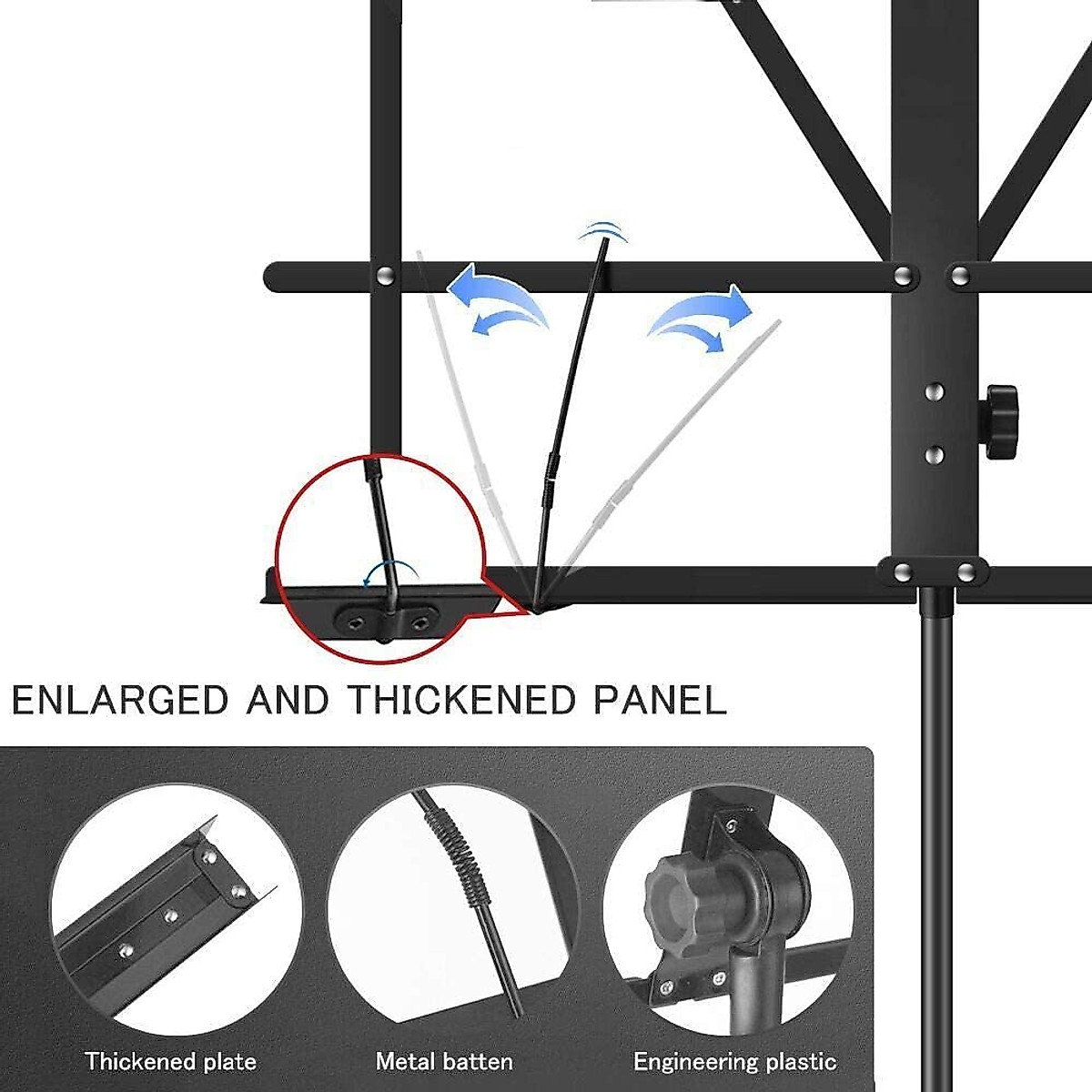 ENNBOM 2-in- 1 Music Stand Portable Folding Sheet Music Stand Adjustable Music Sheet Clip Professional Music Sheet Holder with Carry Bag (Pack of 1)