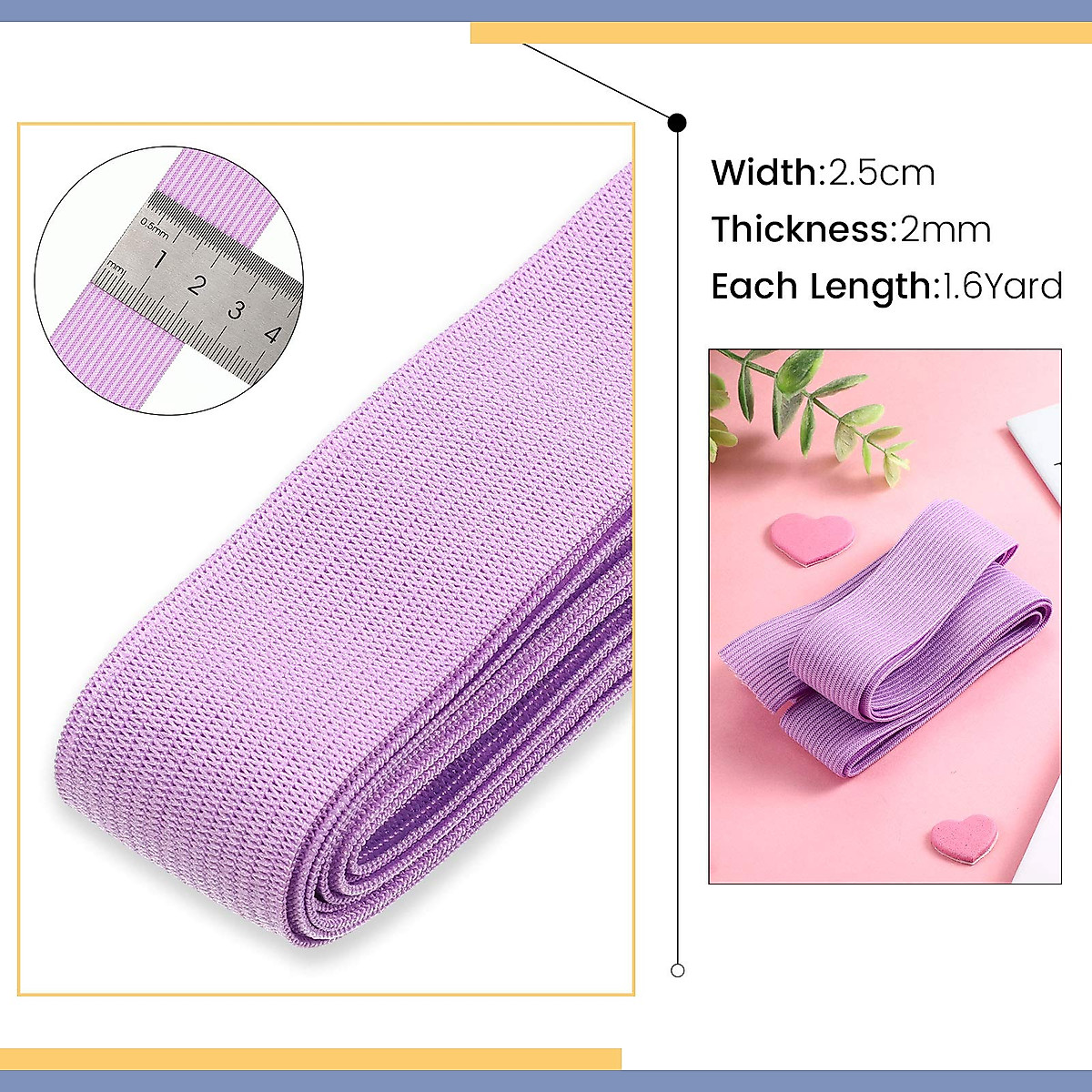 30 Yards Color Wide Braided elastic band, String for Crafts DIY Projects Sewing Headbands Hair Bands Shorts Waist Shoe Laces Wigs Bracelets, 18 Colors, 1 Inch